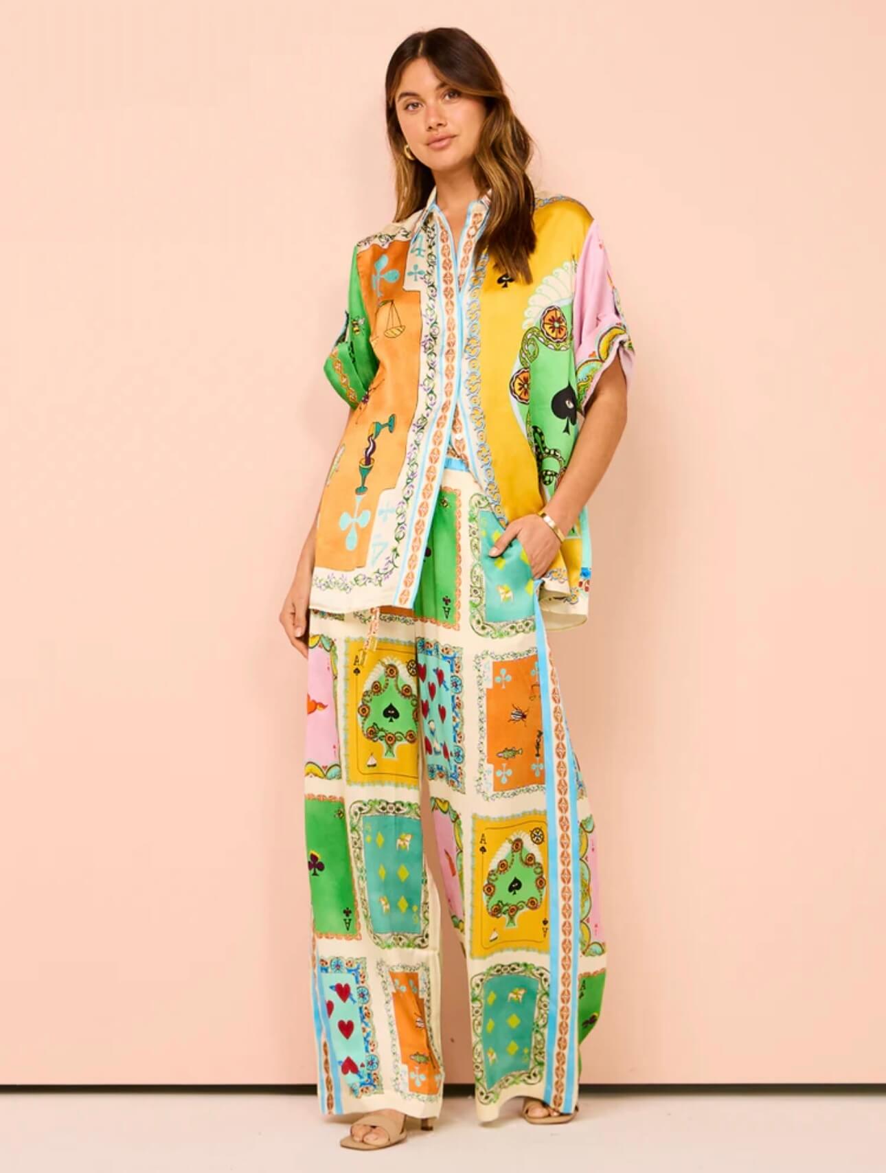 Alemais Rummy Silk Shirt Size 8 & Pants Size 10 Set